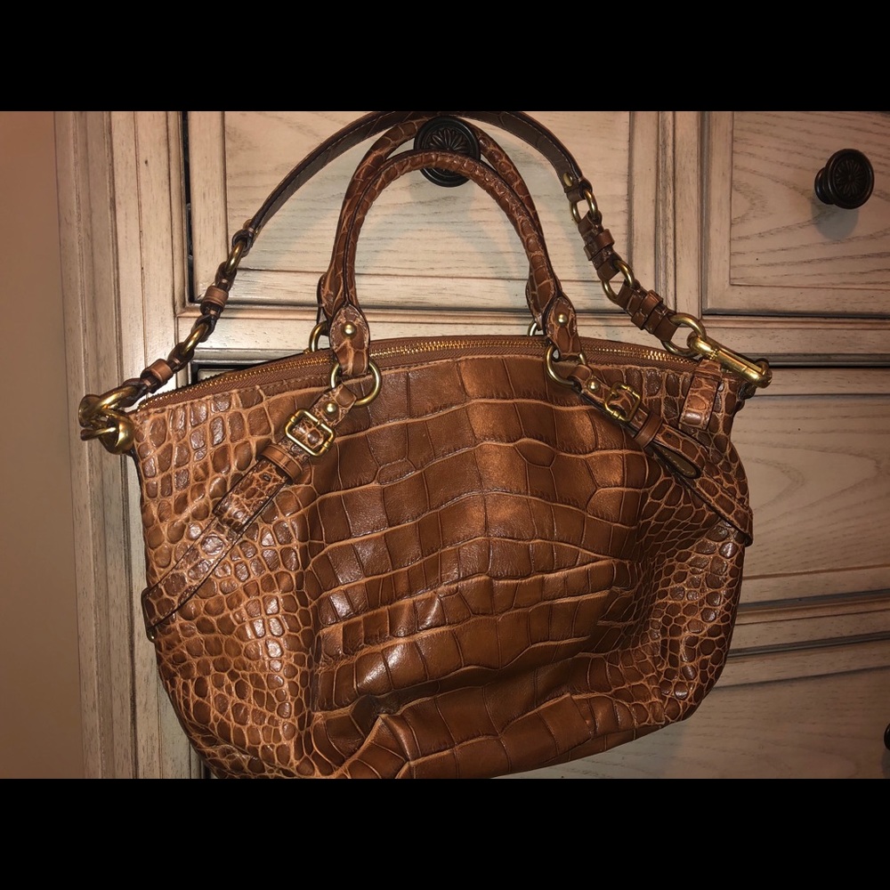 Coach Madison Embossed Exotic Croc Satchel - Gem